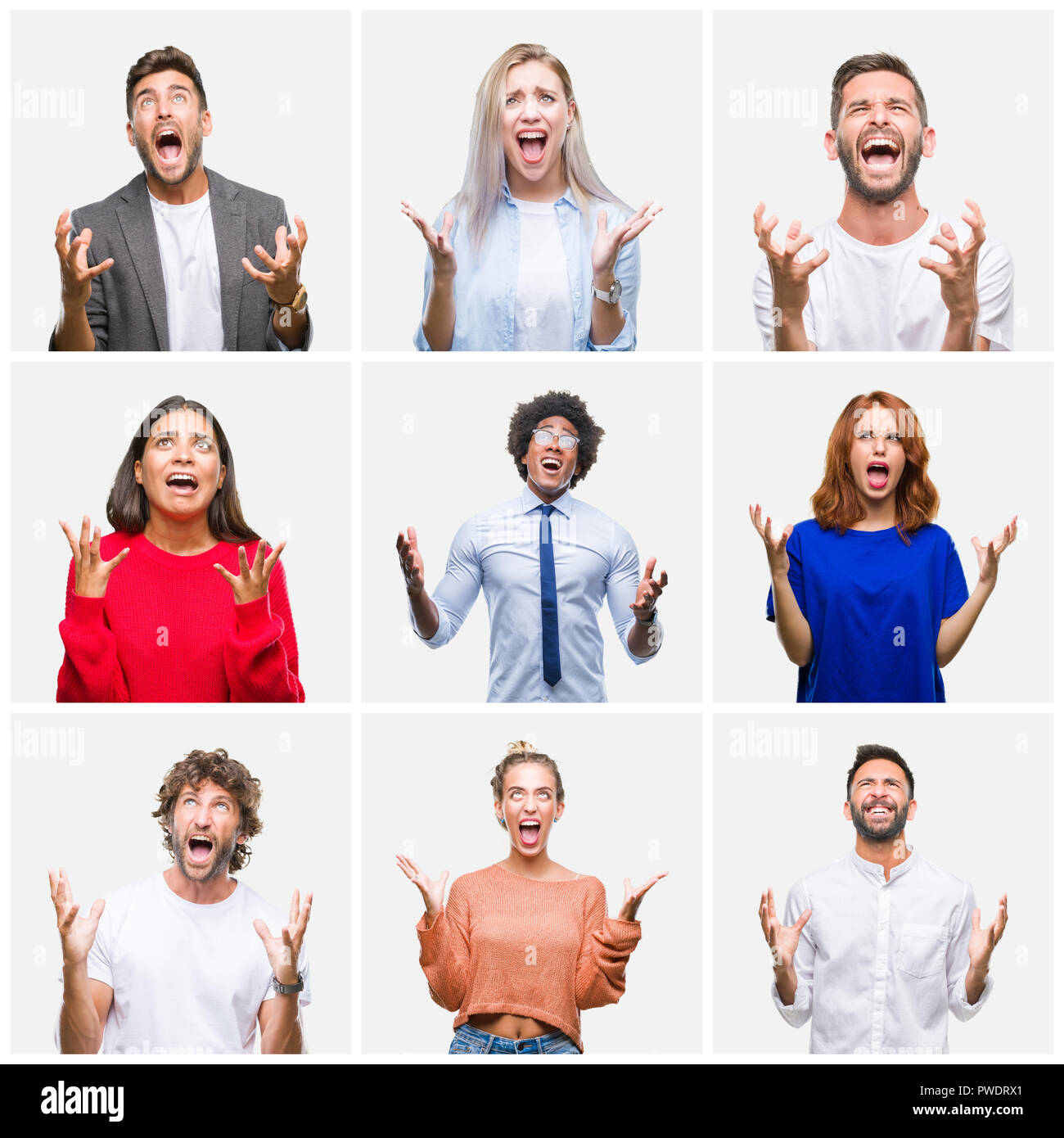 Collage of group of young people woman and men over isolated background ...