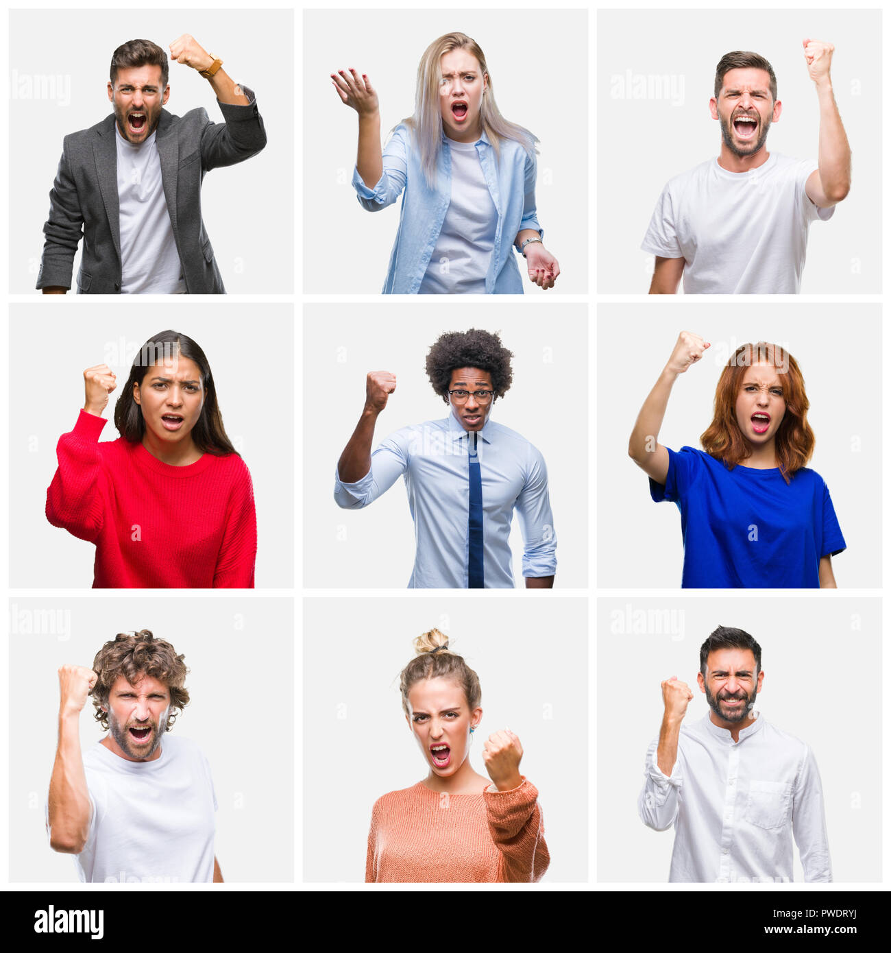 Collage of group of young people woman and men over isolated background ...