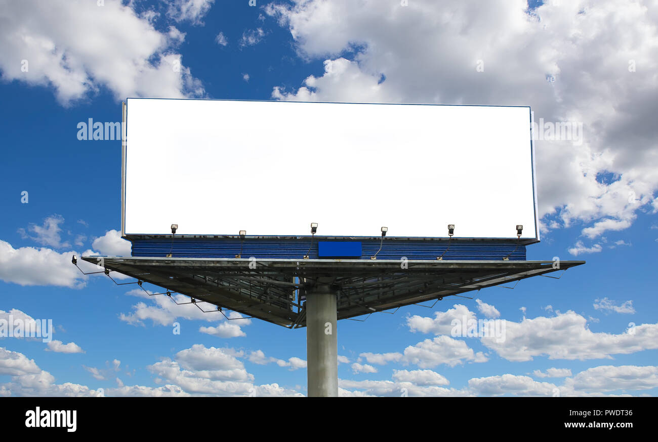 Big white billboard on the background of the sky close up Stock Photo ...