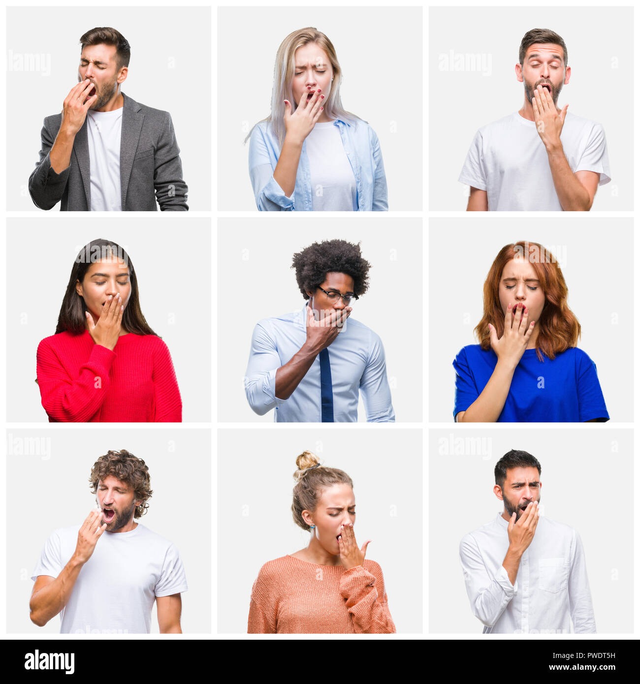Collage of group of young people woman and men over isolated background ...