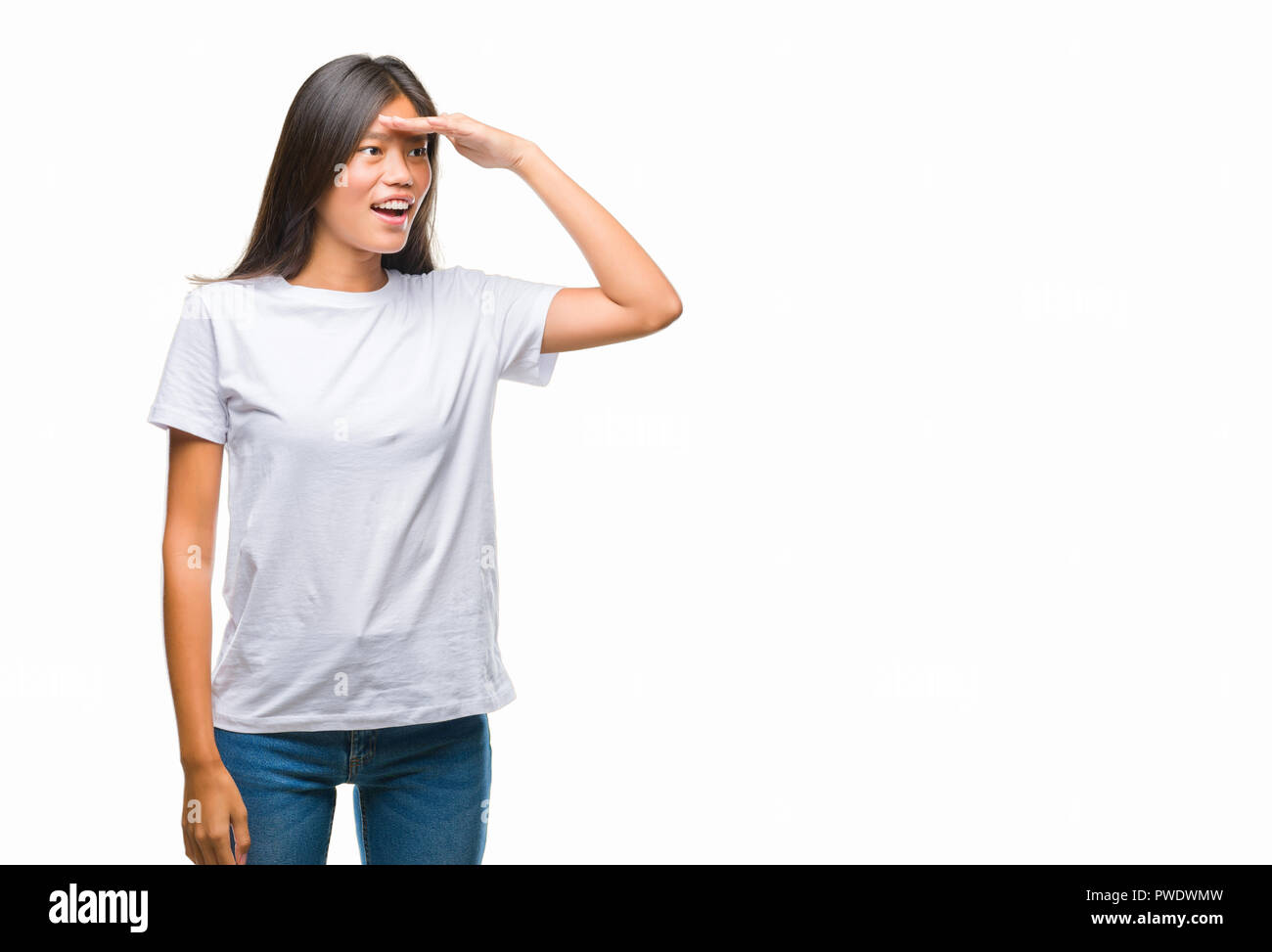 Young asian woman over isolated background very happy and smiling ...