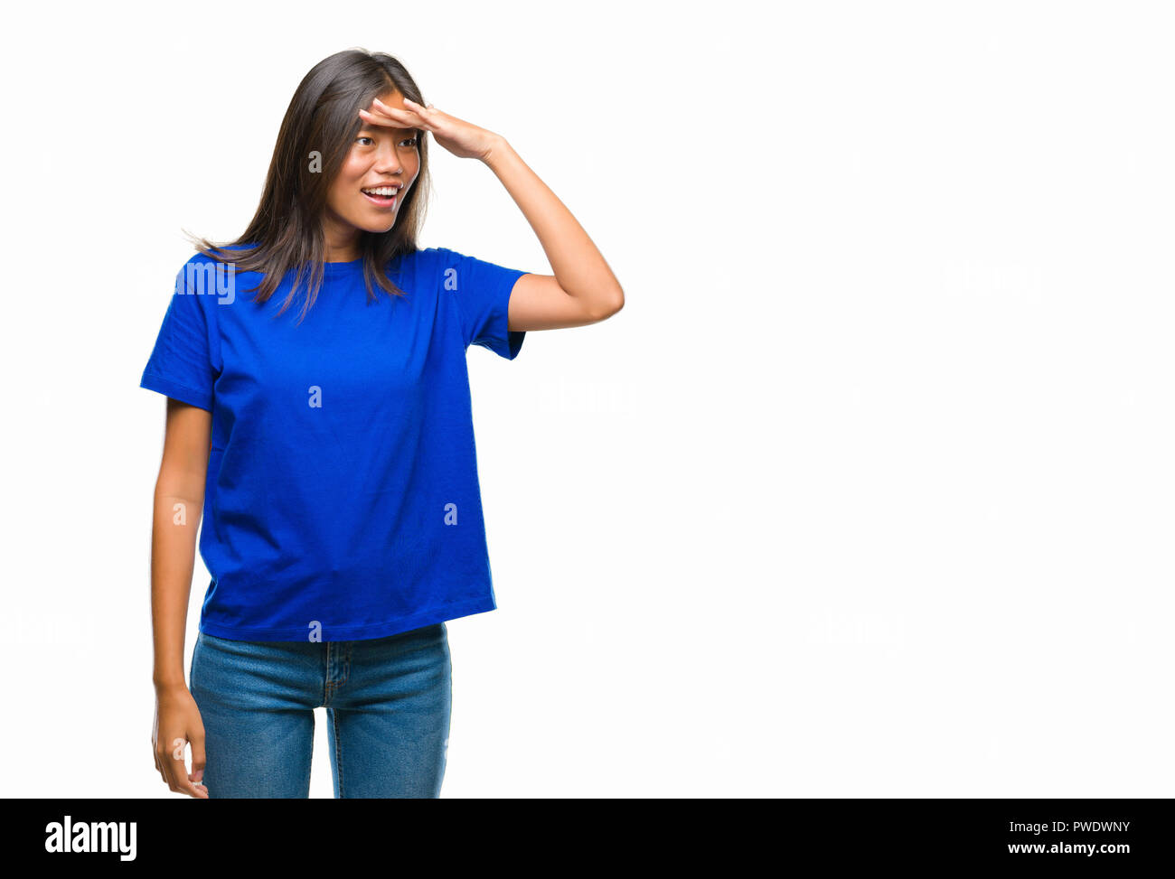 Young asian woman over isolated background very happy and smiling ...
