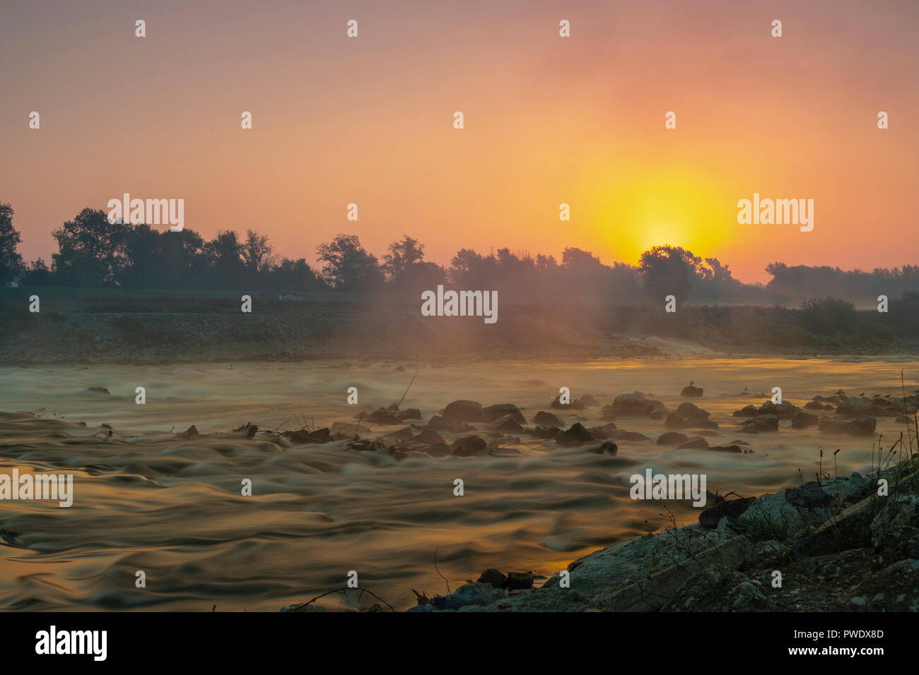 Sunrise over river Sava in zagreb, Croatia Stock Photo - Alamy