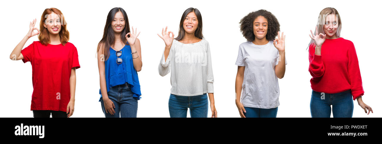 Collage of group of beautiful Chinese, asian, african american ...