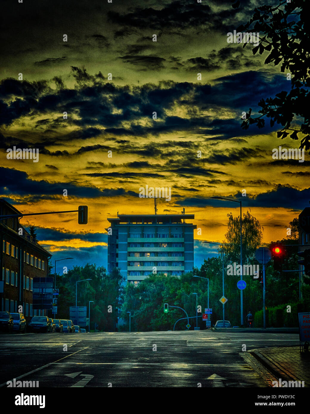 A charming big street in the old town area of Schwerin, Germany Stock ...