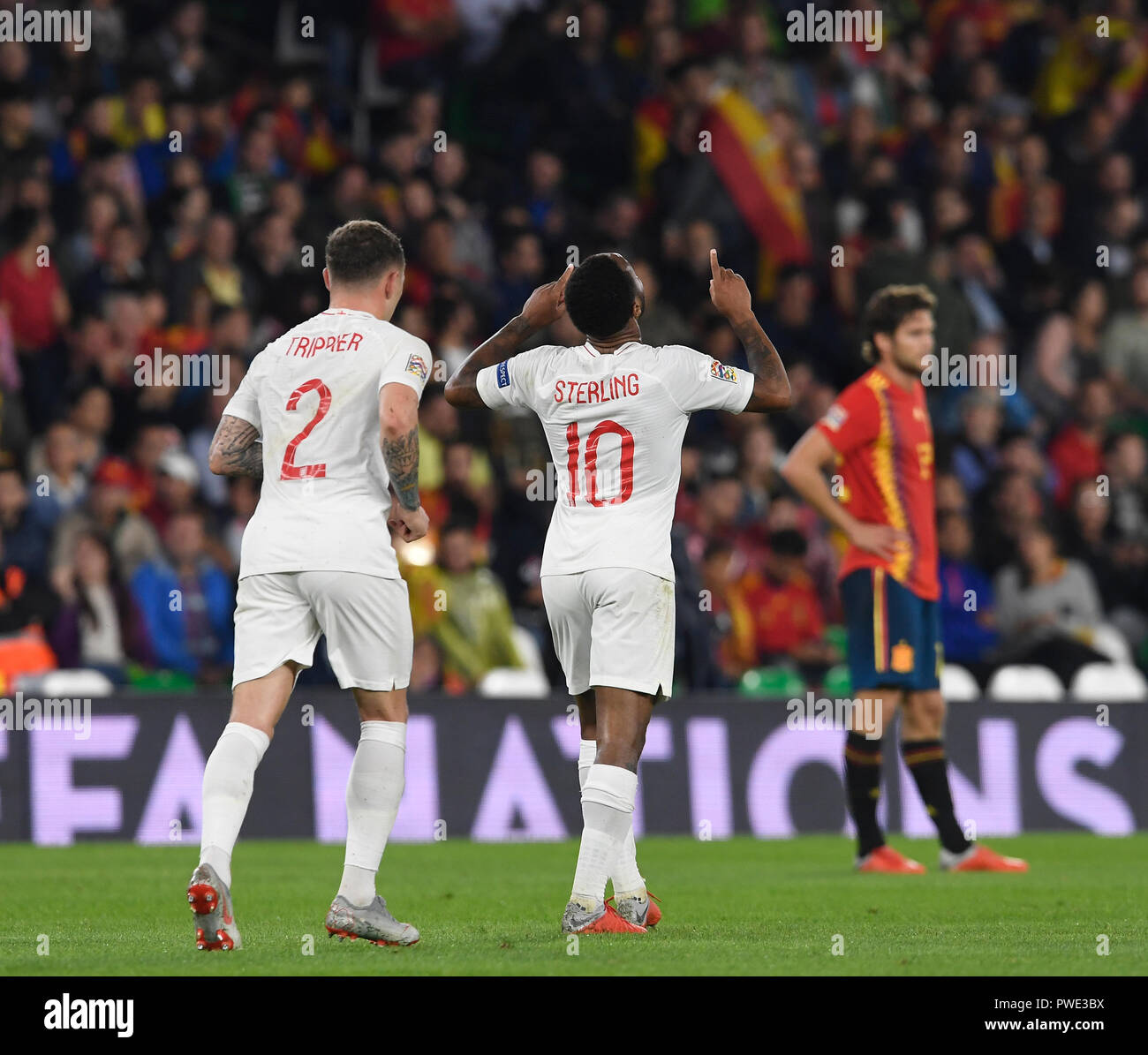 Sterling of the England team celebrates the goal in a match belonging ...