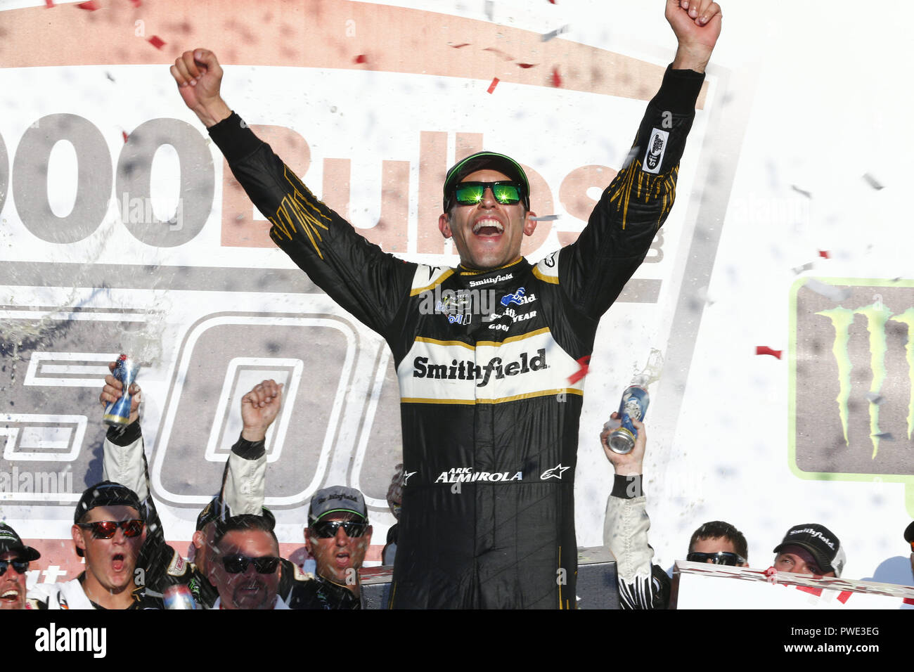 Talladega, Alabama, USA. 14th Oct, 2018. Aric Almirola (10) wins the ...