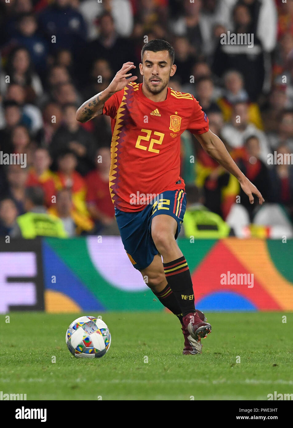 Dani Ceballos of the Spanish national team in action in a match ...