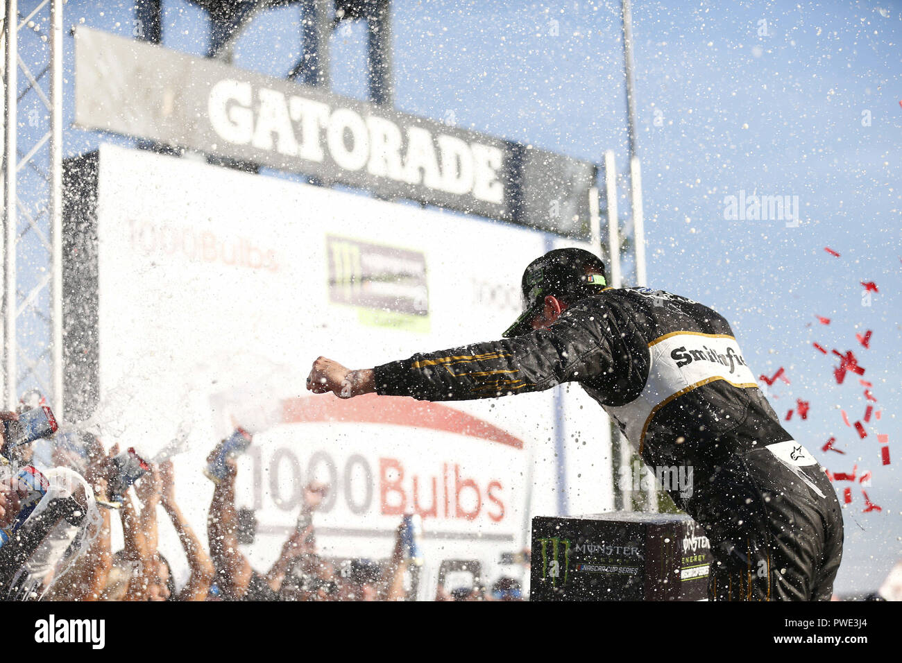 Talladega, Alabama, USA. 14th Oct, 2018. Aric Almirola (10) wins the ...