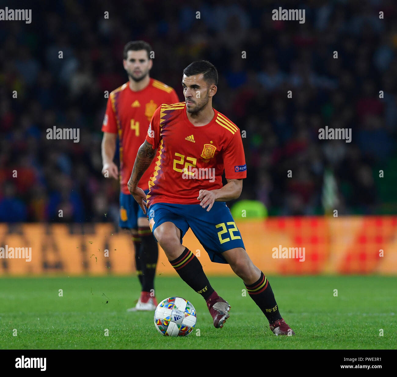 Dani Ceballos of the Spanish national team in action in a match ...