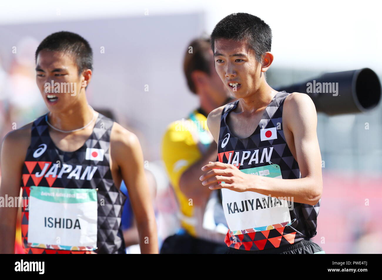 Buenos Aires, Argentina. 15th Oct, 2018. (L-R) Kosuke Ishida, Rintaro Kajiyama (JPN) Athletics ...