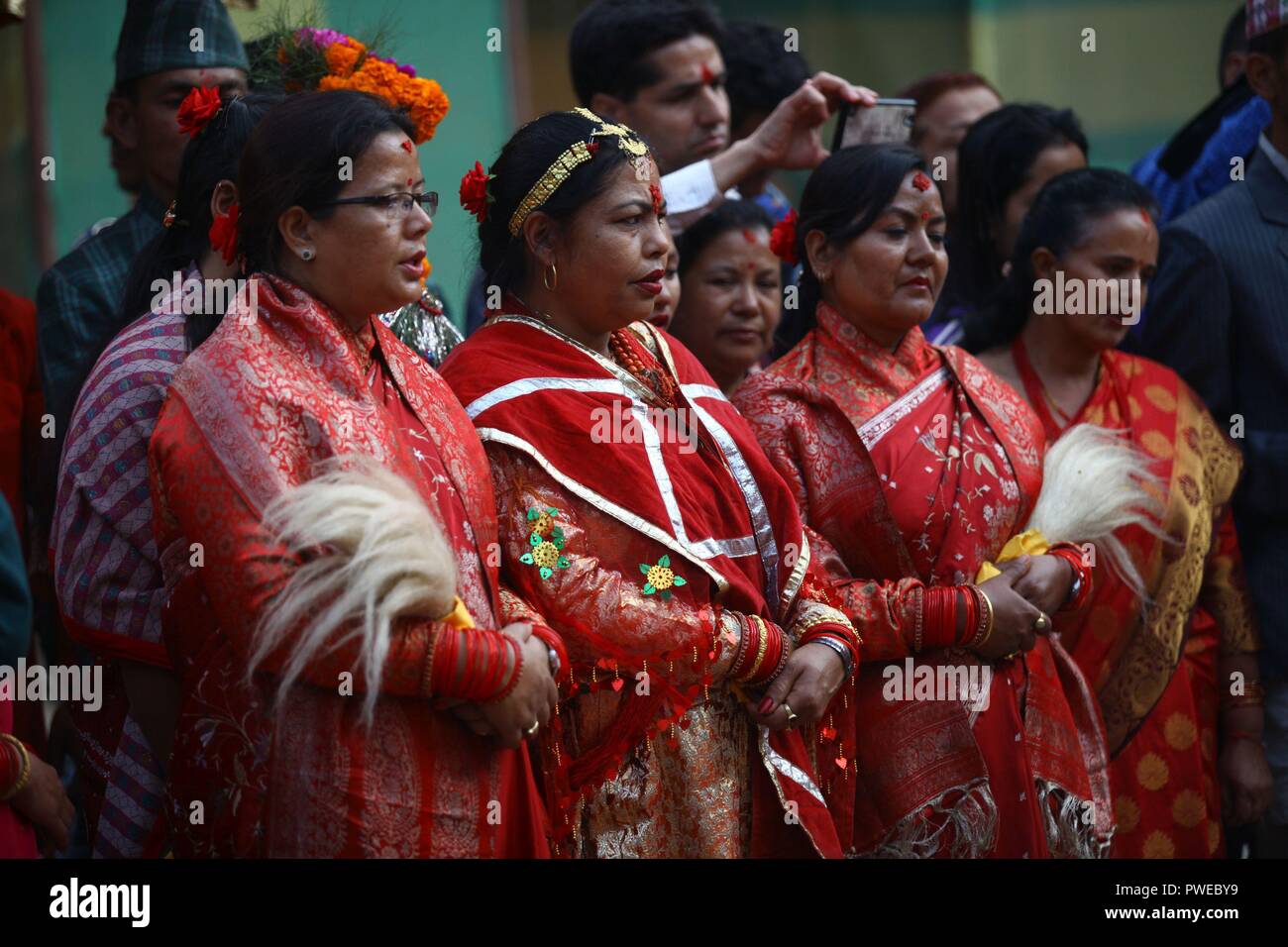 Kathmandu, Nepal. 16th Oct, 2018. Nepalese people participate in a ...
