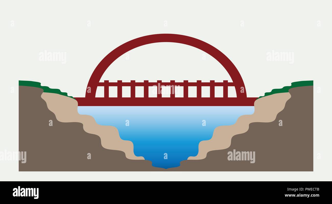 Red bridge with landscape nature vector and illustration Stock Vector ...