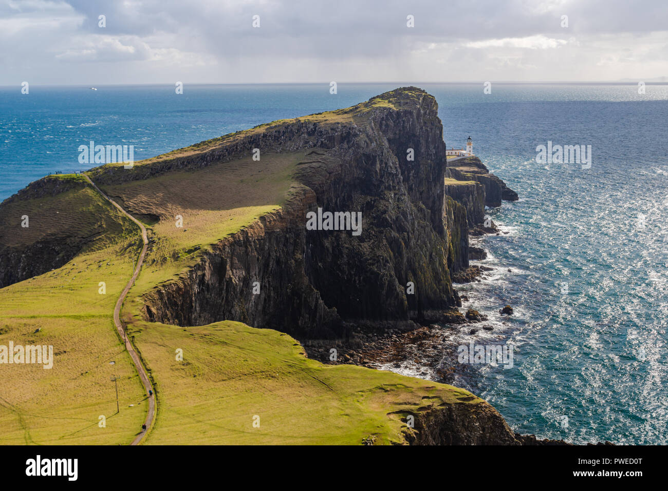 Neist Point Lighthouse and the cliffs, Isle of Skye, Scotland, Uk Stock ...