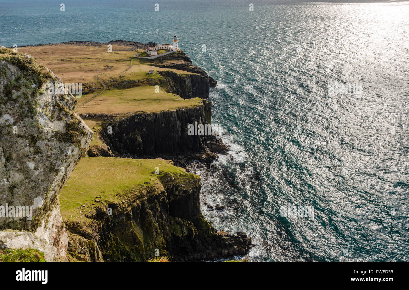 Neist Point Lighthouse and the cliffs, Isle of Skye, Scotland, Uk Stock ...