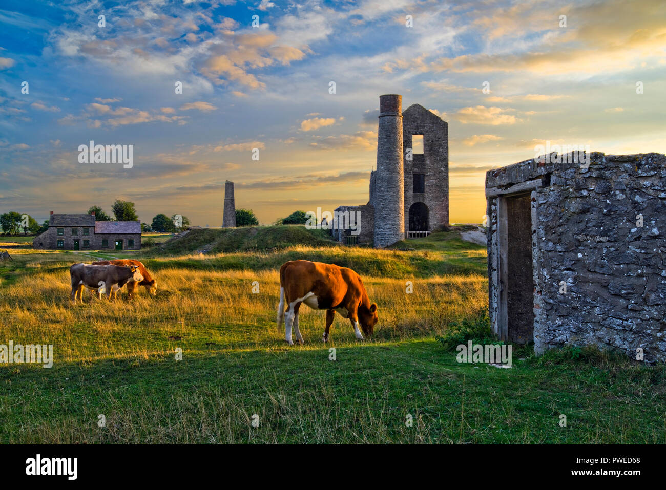 The Magpie Mine (at sunset) Sheldon, the Peak District National Park ...
