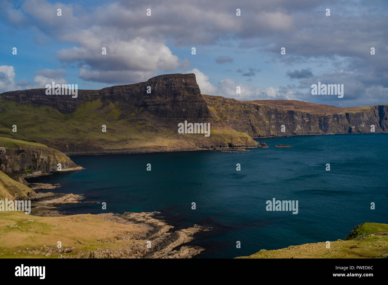 Cliffs at Neist Point Lighthouse, Isle of Skye, Scotland, Uk Stock ...