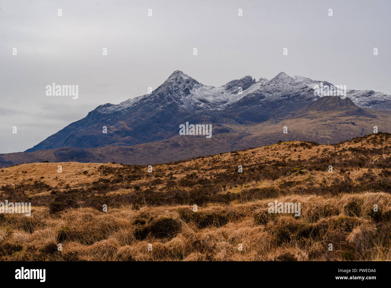 Snow capped Black Cuillin Mountain Range, Isle of Skye, Scotland, Uk ...