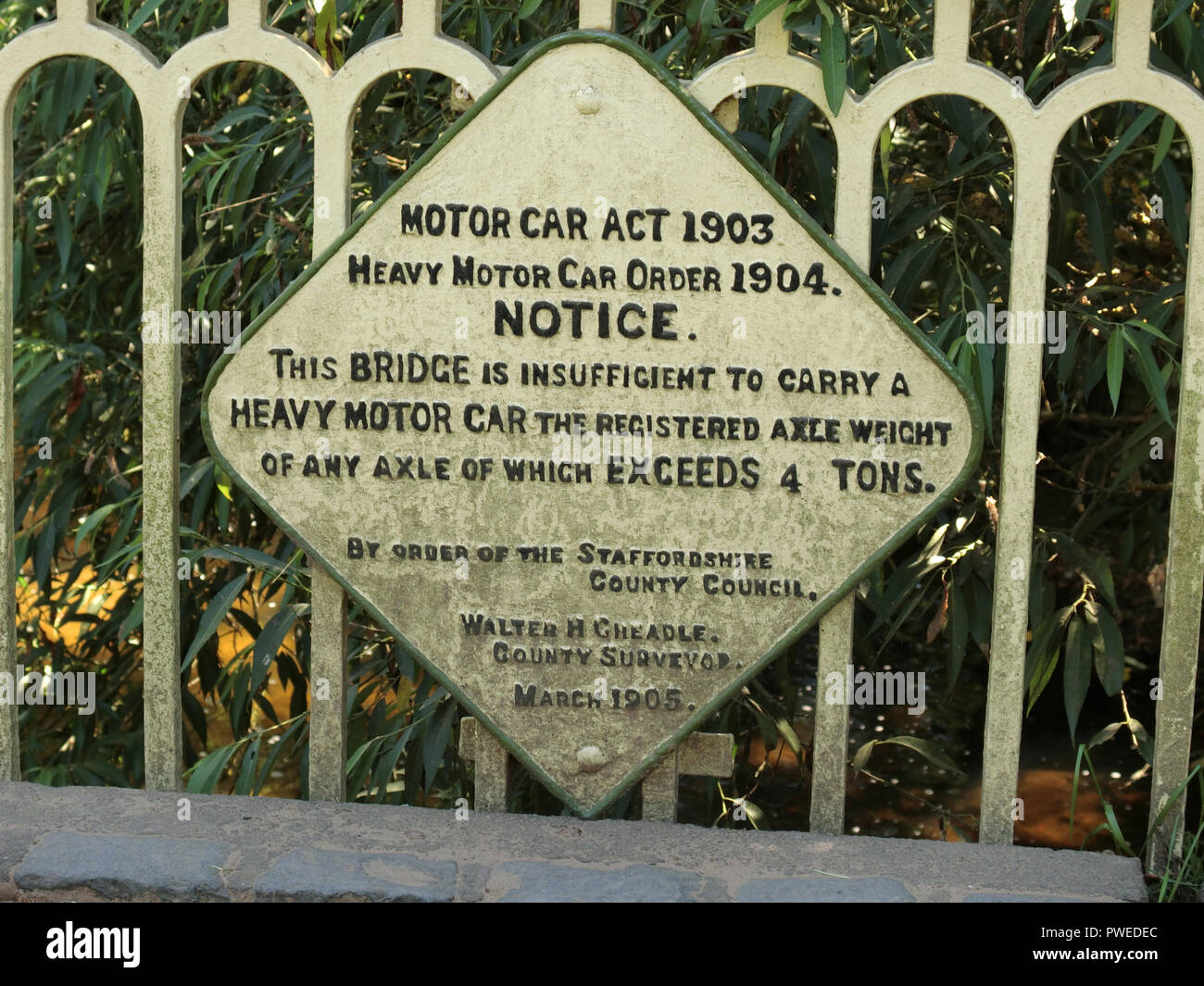 Historic Road Sign Quoting The Motor Car Act 1903 Regarding a Weight ...