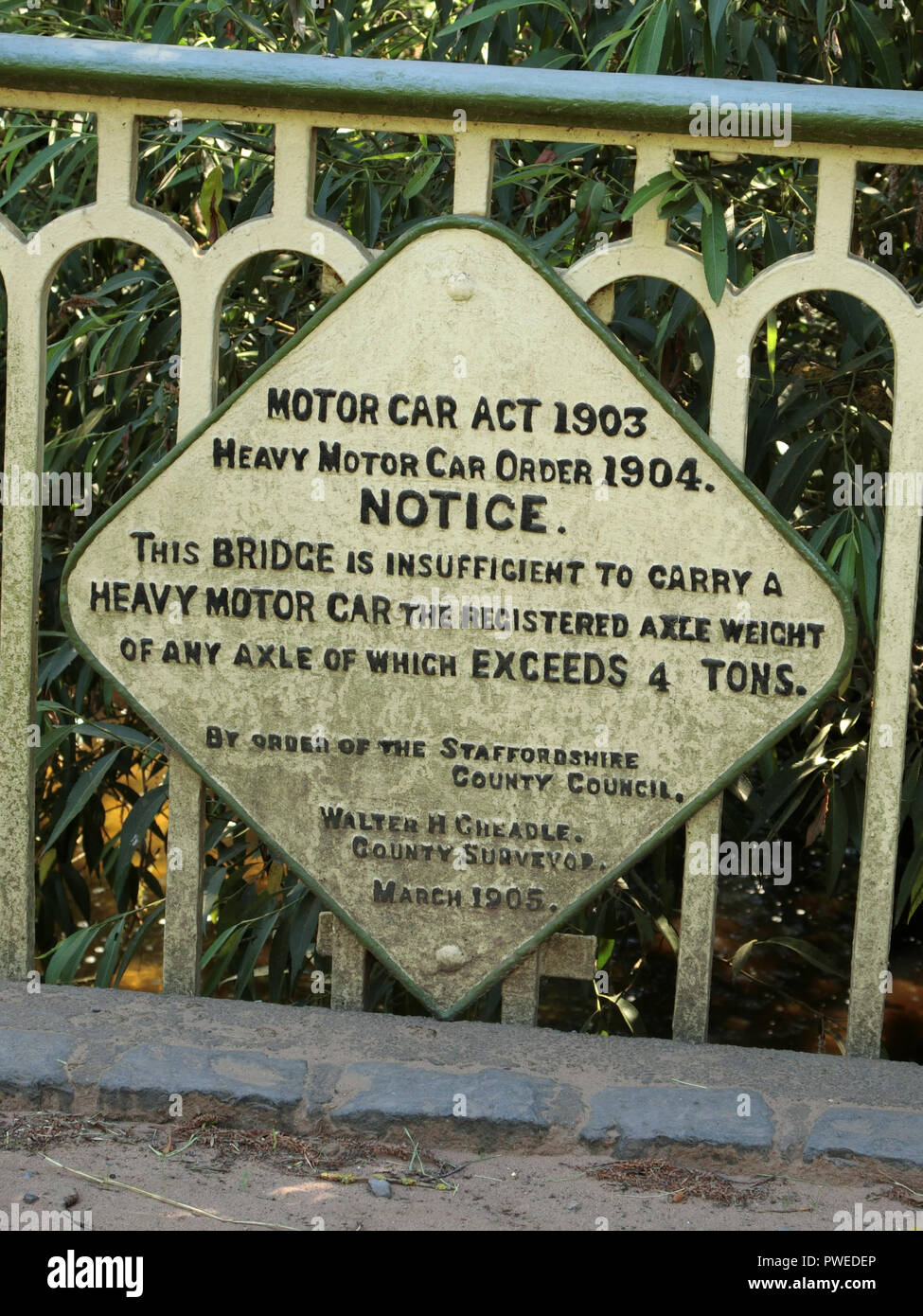 Historic Road Sign Quoting The Motor Car Act 1903 Regarding a Weight ...