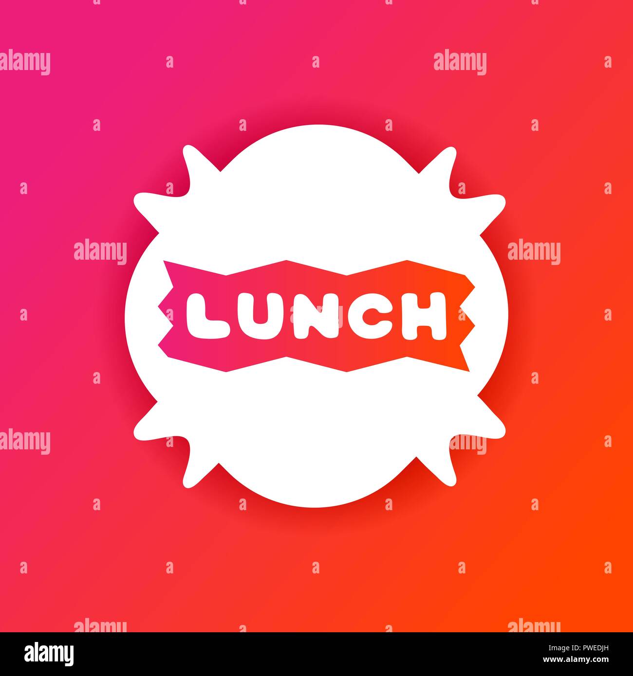 Colorful gradient flyer for cafe with lunch quote. White sticker on ...