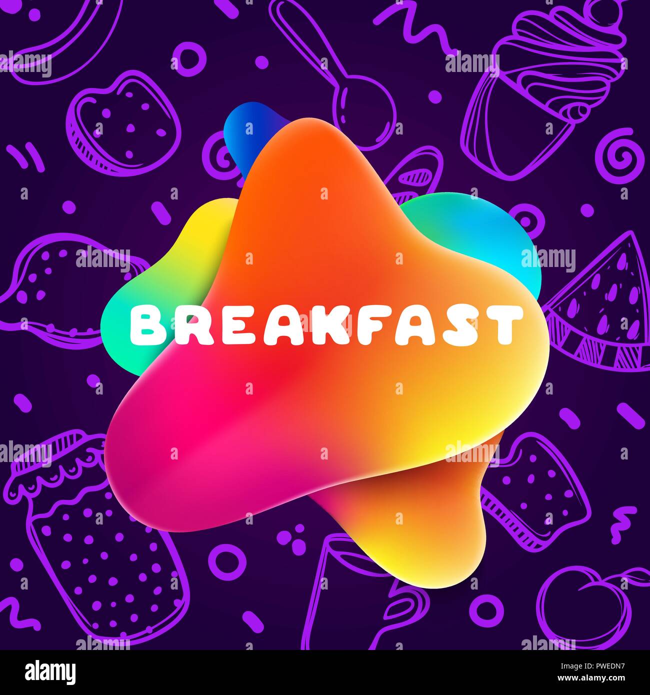 Colorful gradient flyer for cafe on bright and glossy background with ...