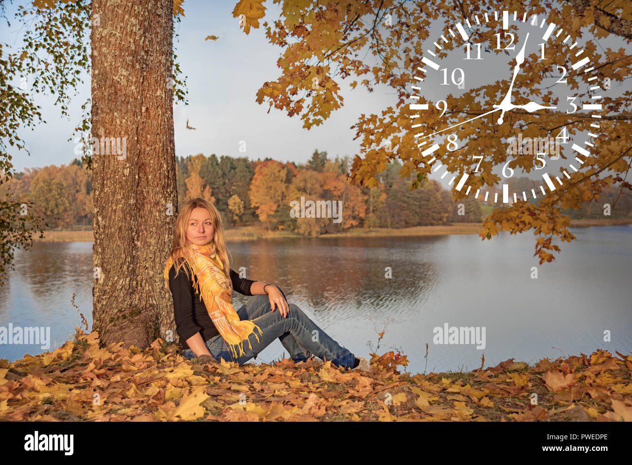 Autumn landscape abstraction. Fall back time. Daylight saving time ...