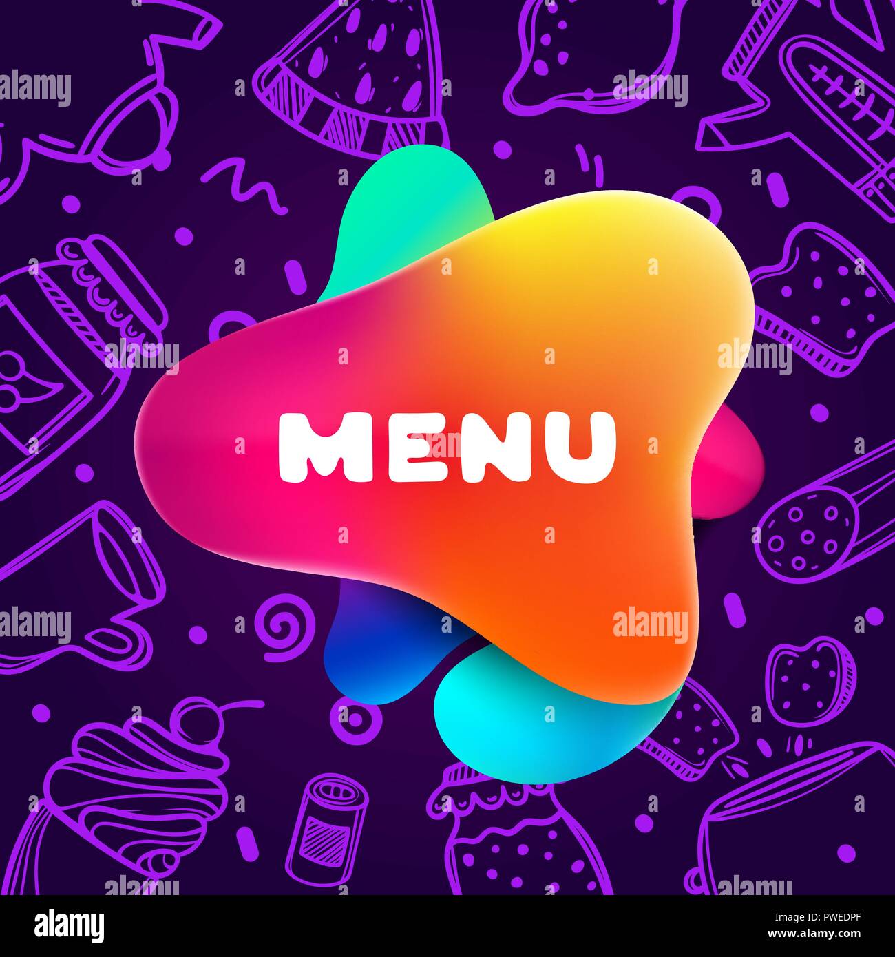 Colorful gradient flyer for cafe on bright and glossy background with ...