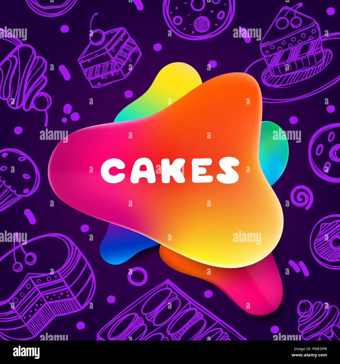 Colorful gradient flyer for cafe on bright and glossy background with ...