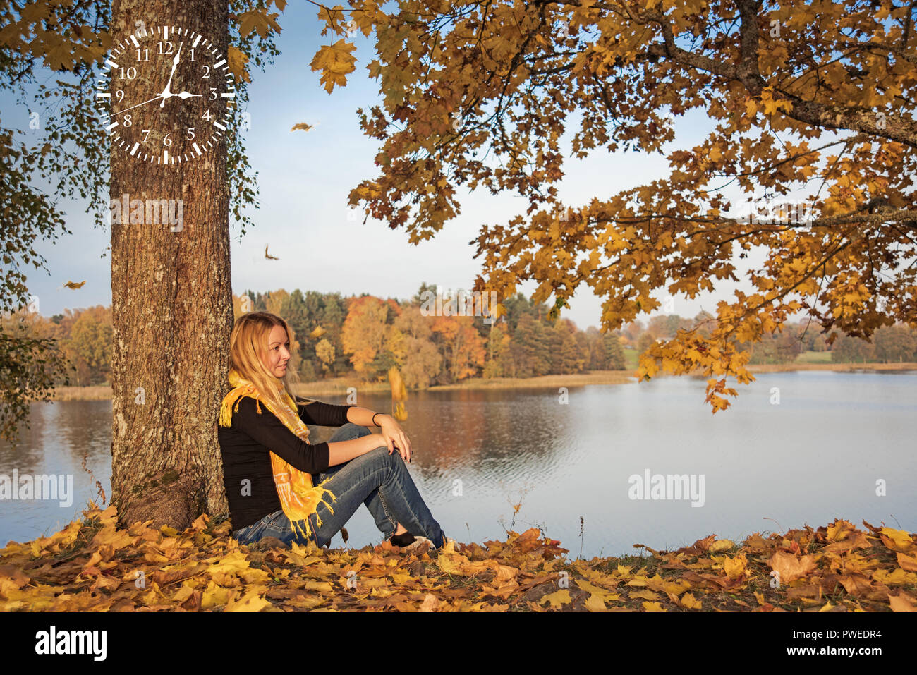 Autumn landscape abstraction. Fall back time. Daylight saving time ...