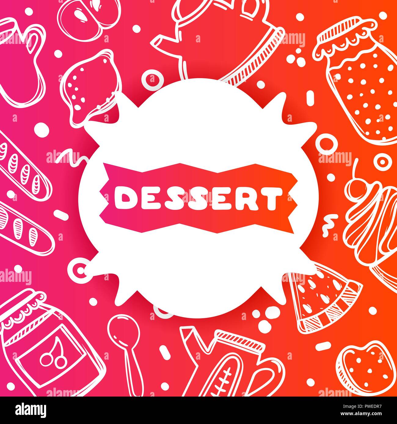Colorful gradient flyer for cafe on glossy background with dessert ...