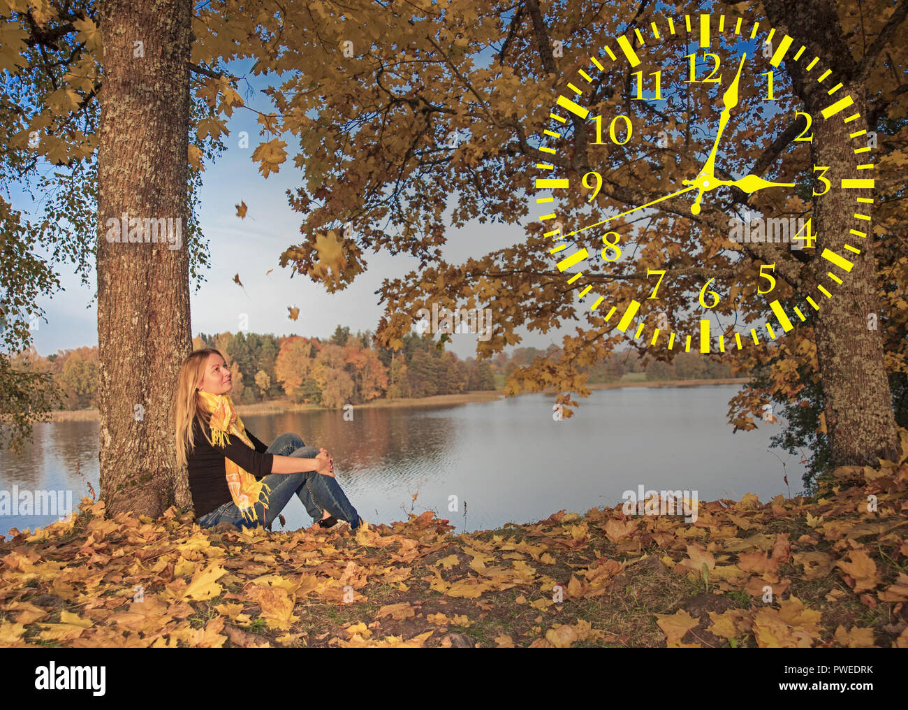 Autumn landscape abstraction. Fall back time. Daylight saving time ...