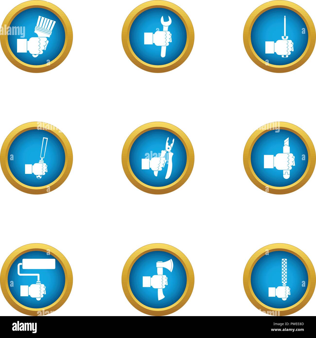 Craftsman icons set, flat style Stock Vector Image & Art - Alamy