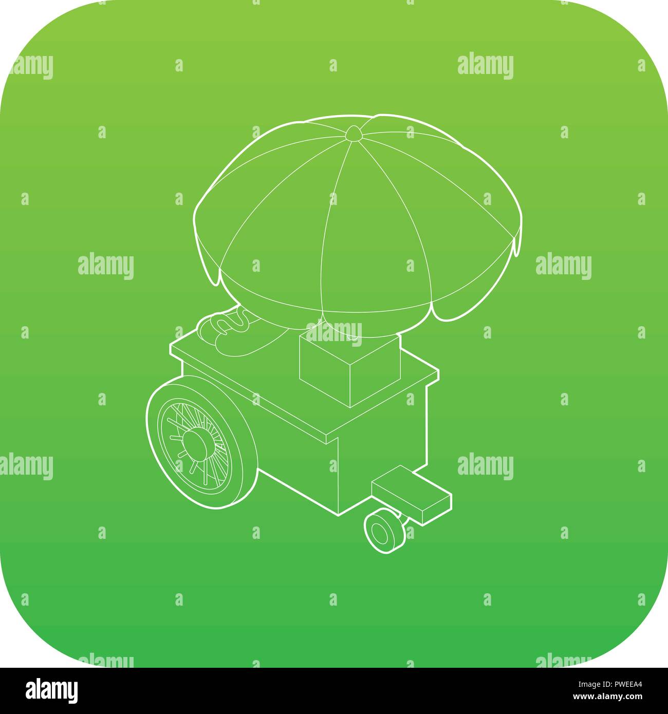 Counter on wheels with umbrella icon green vector Stock Vector Image ...
