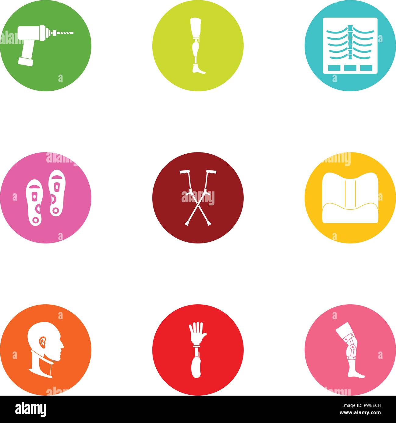 Perfect skeleton icons set, flat style Stock Vector Image & Art - Alamy