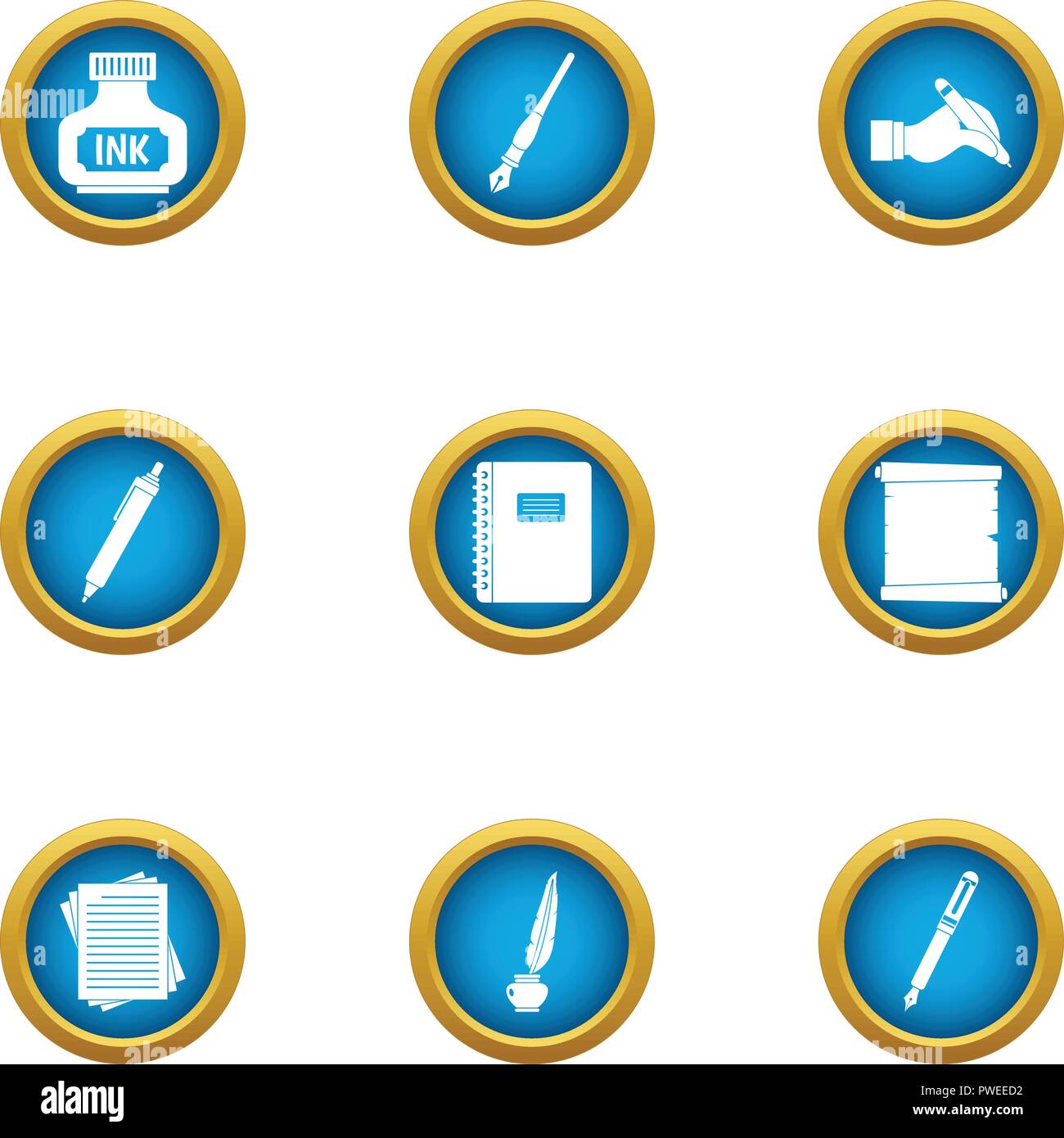 Inkpot icons set, flat style Stock Vector Image & Art - Alamy