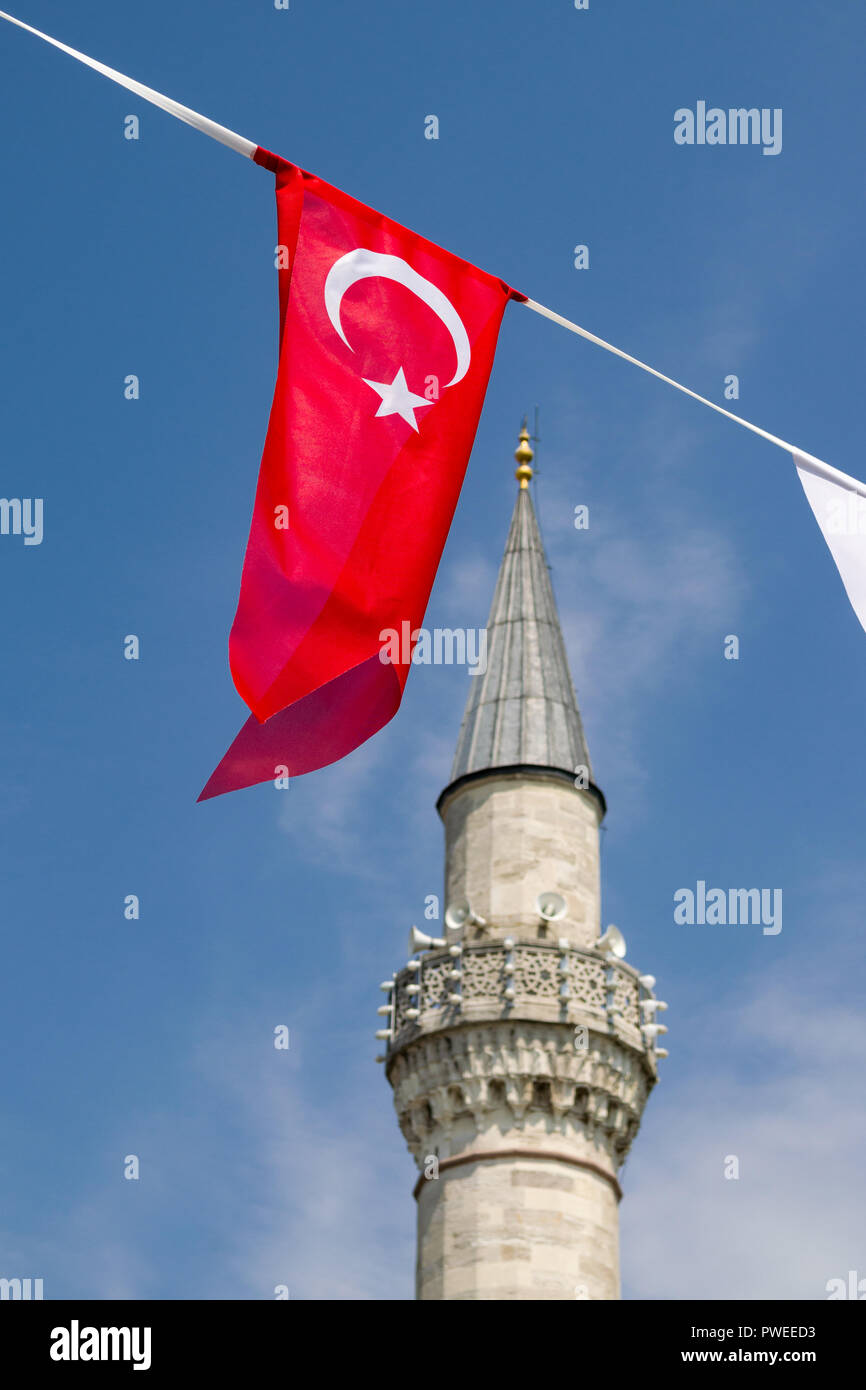 Red turkish flag flies in hi-res stock photography and images - Alamy