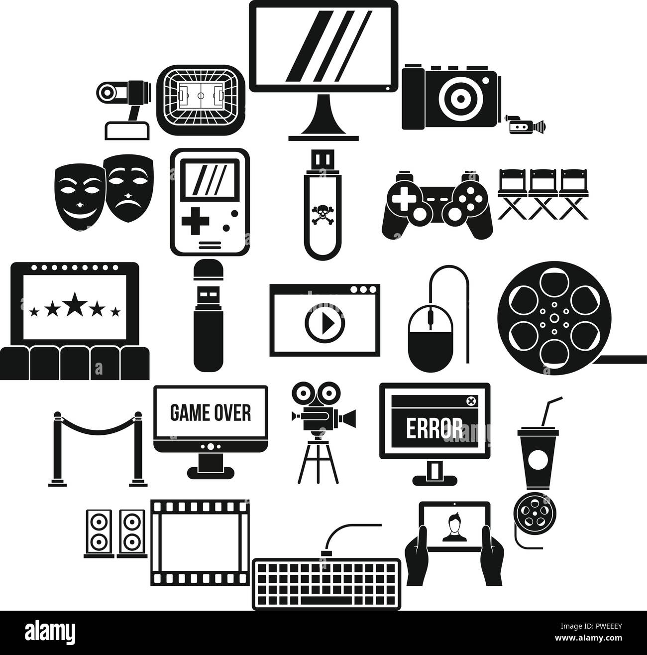 Interesting show icons set, simple style Stock Vector Image & Art - Alamy