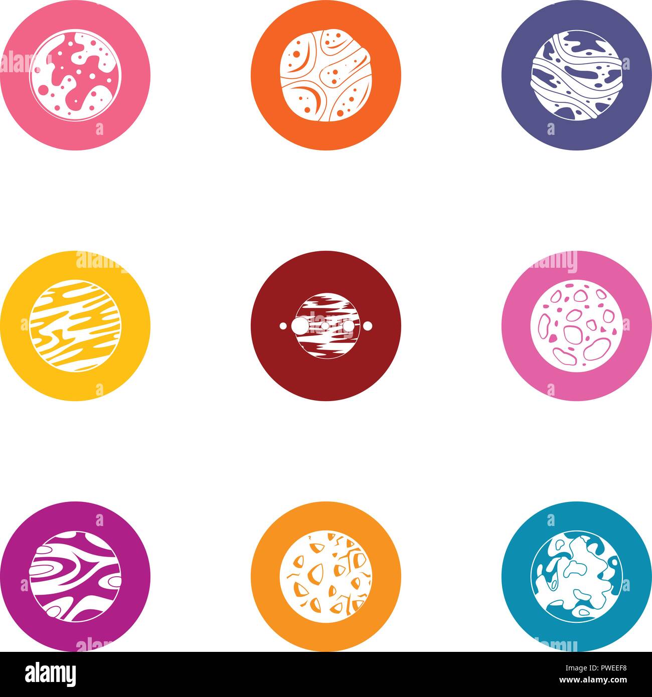 Planetary system icons set, flat style Stock Vector Image & Art - Alamy