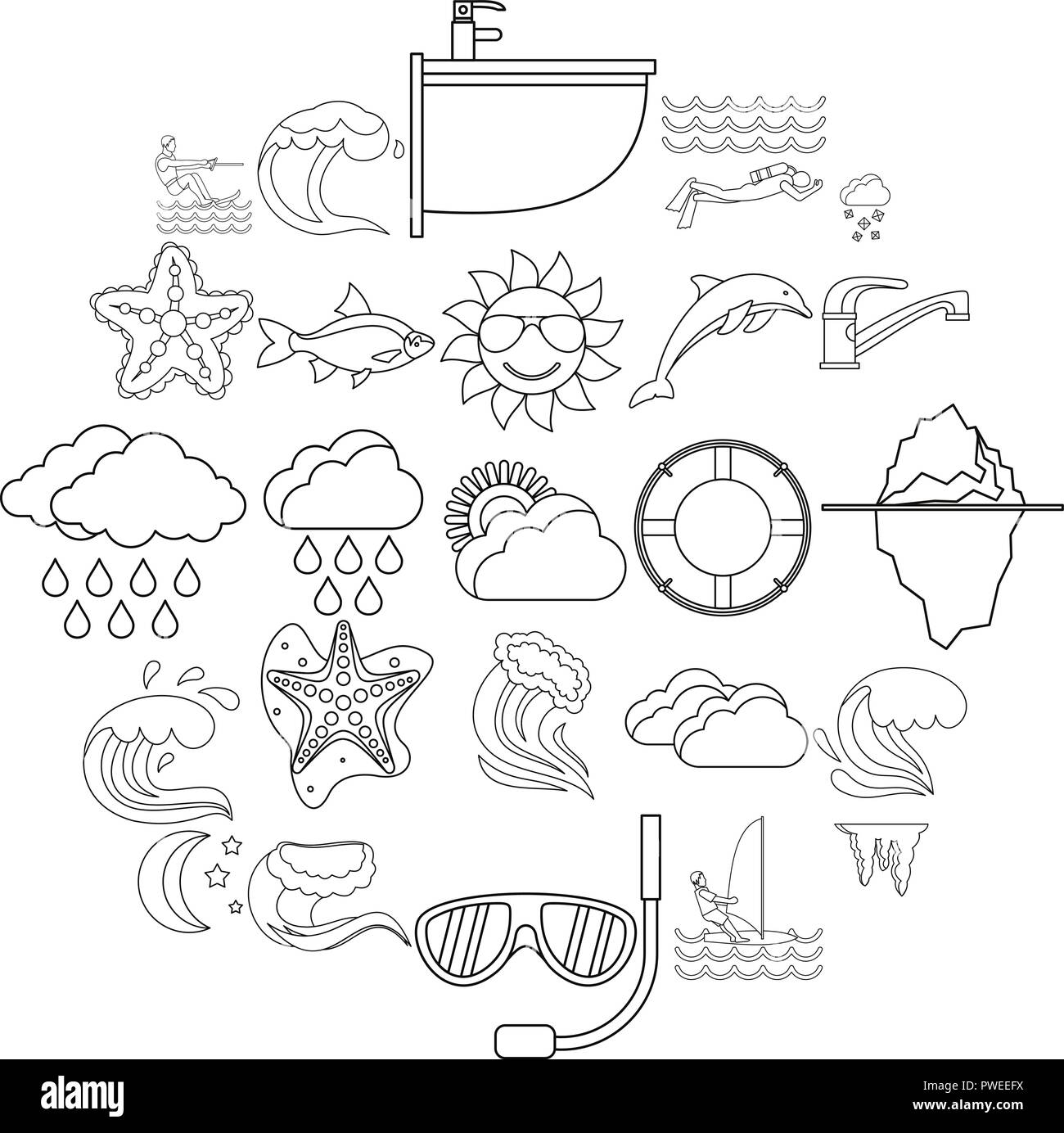 Water icons set, outline style Stock Vector Image & Art - Alamy