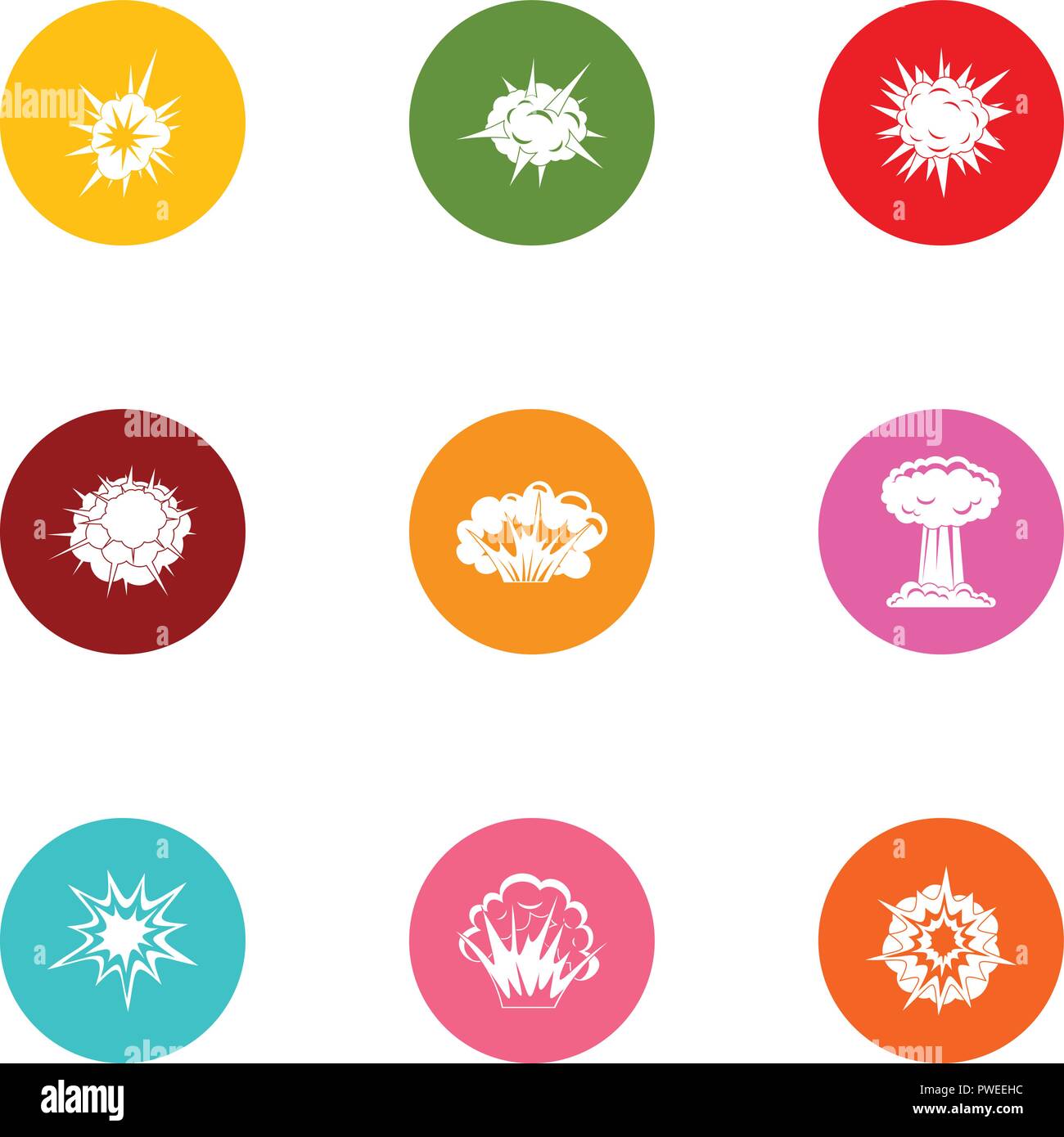 Explosion wave icons set, flat style Stock Vector Image & Art - Alamy