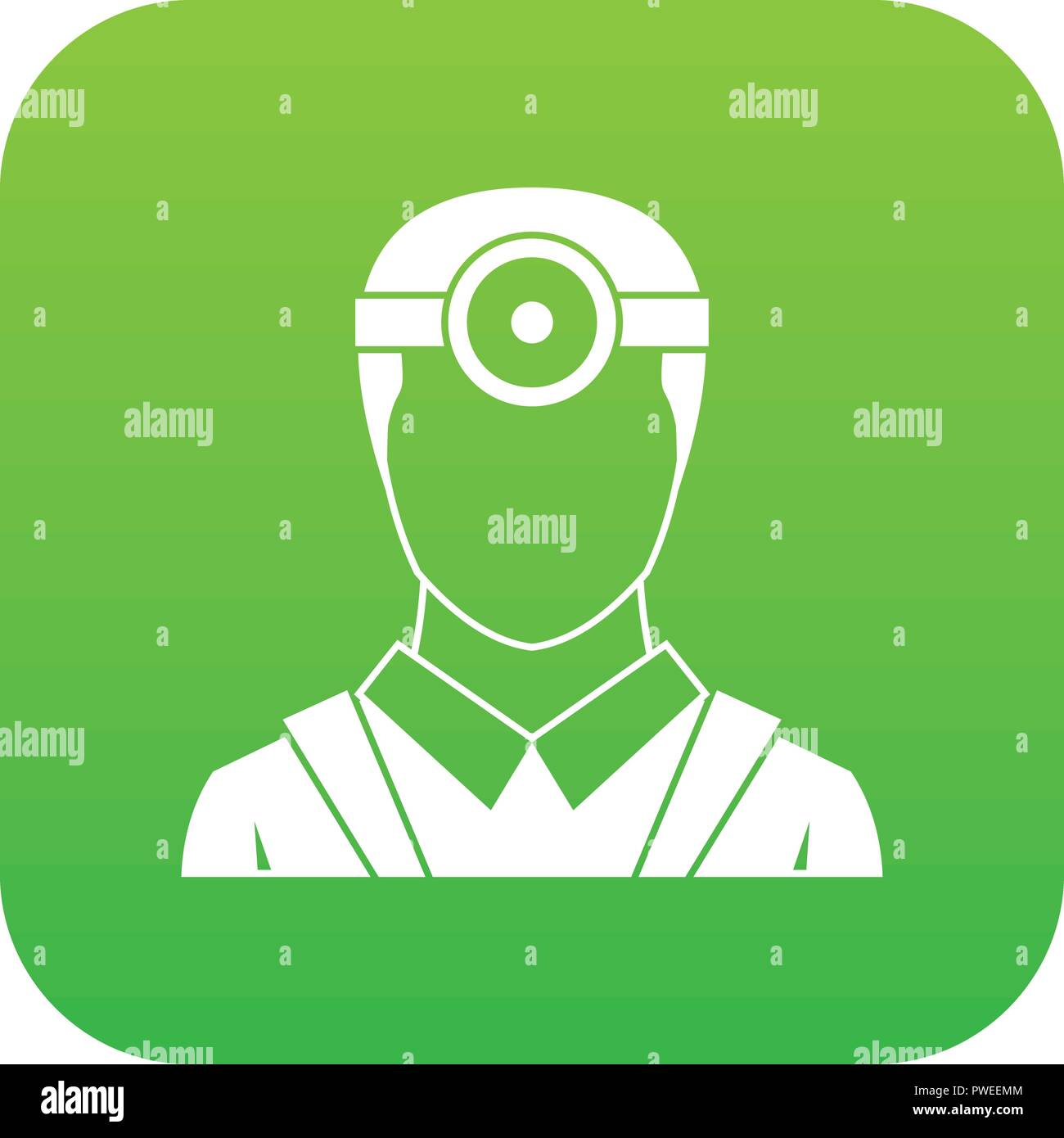 Ophthalmologist with head mirror icon digital green Stock Vector Image ...