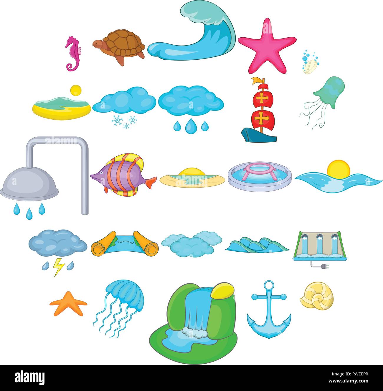 Reservoir icons set, cartoon style Stock Vector Image & Art - Alamy