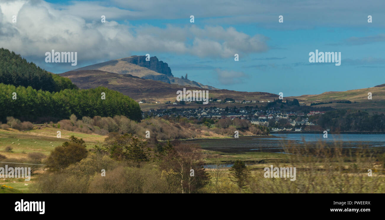 The Old Man of Storr and Portree, from a distant angle, Isle of Skye ...