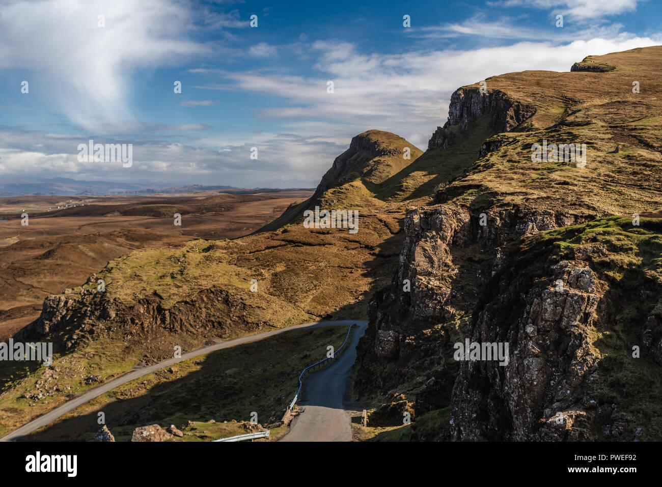 scenic road through the Quiraing, Trotternish Ridge, Isle of Skye ...