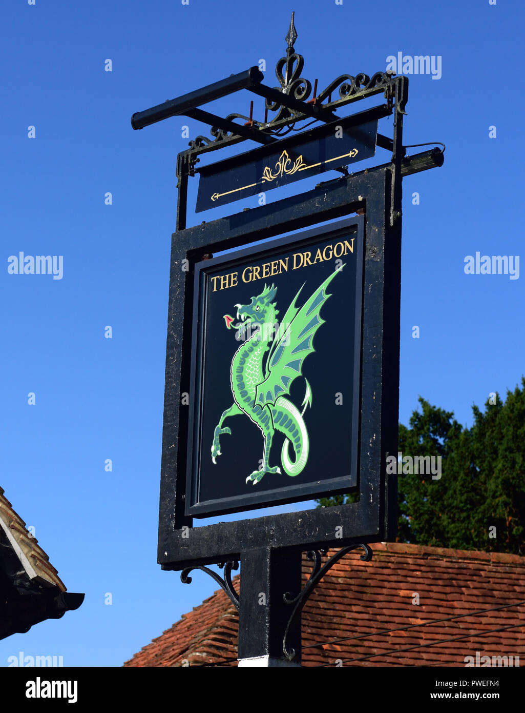 The sign outside the Green Dragon in Alderbury, Wiltshire Stock Photo ...