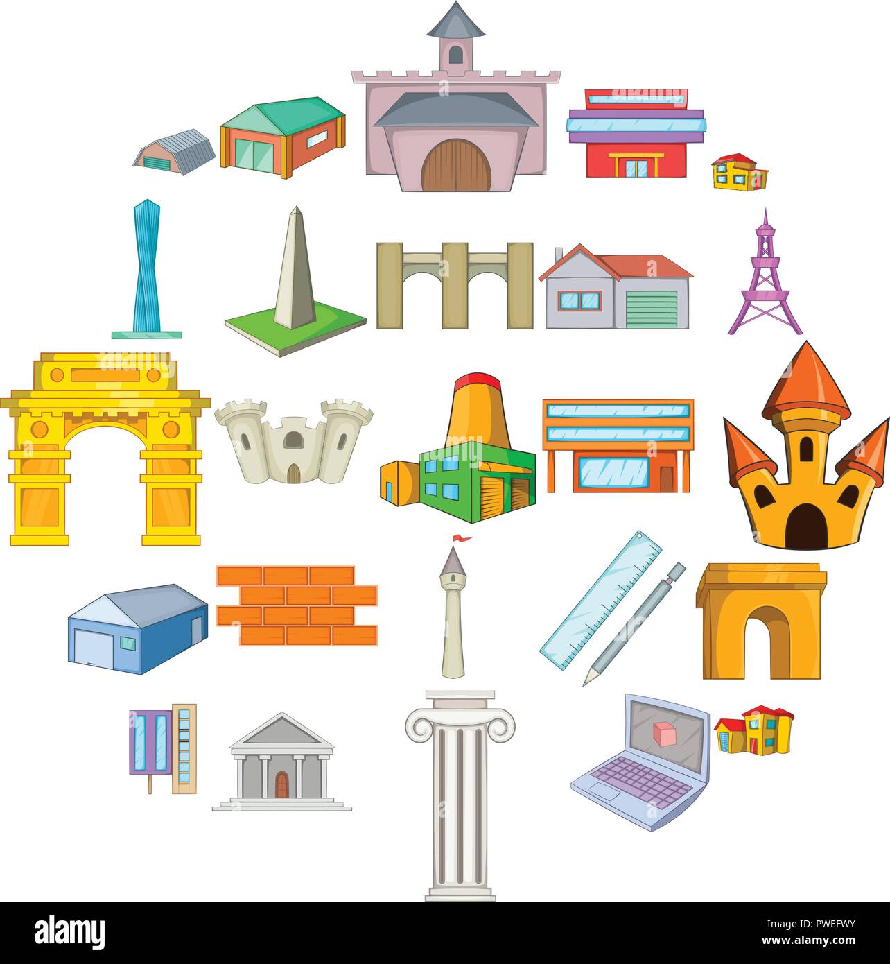 Architecture icons set, cartoon style Stock Vector Image & Art - Alamy