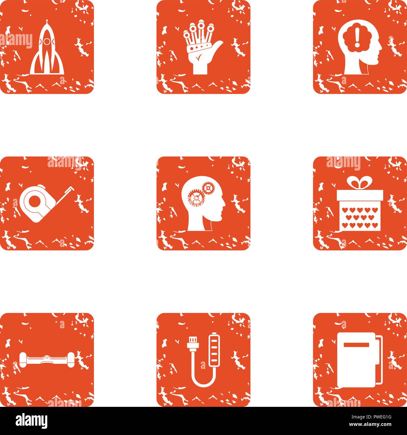 Future strategy icons set, grunge style Stock Vector Image & Art - Alamy