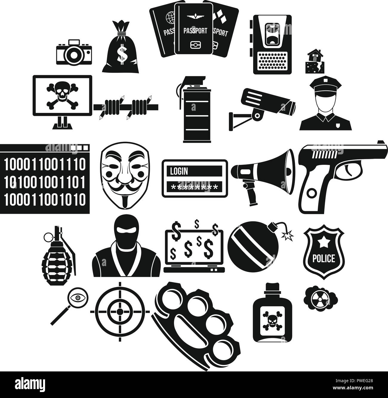 Violation icons set, simple style Stock Vector Image & Art - Alamy