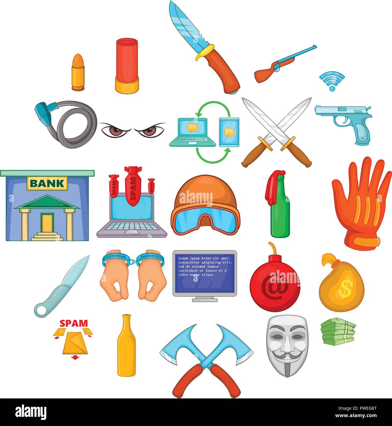 Offense icons set, cartoon style Stock Vector Image & Art - Alamy